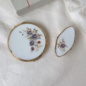 Vintage Stratton Gold Tone Metal Compact and Lipview With Floral Design ...