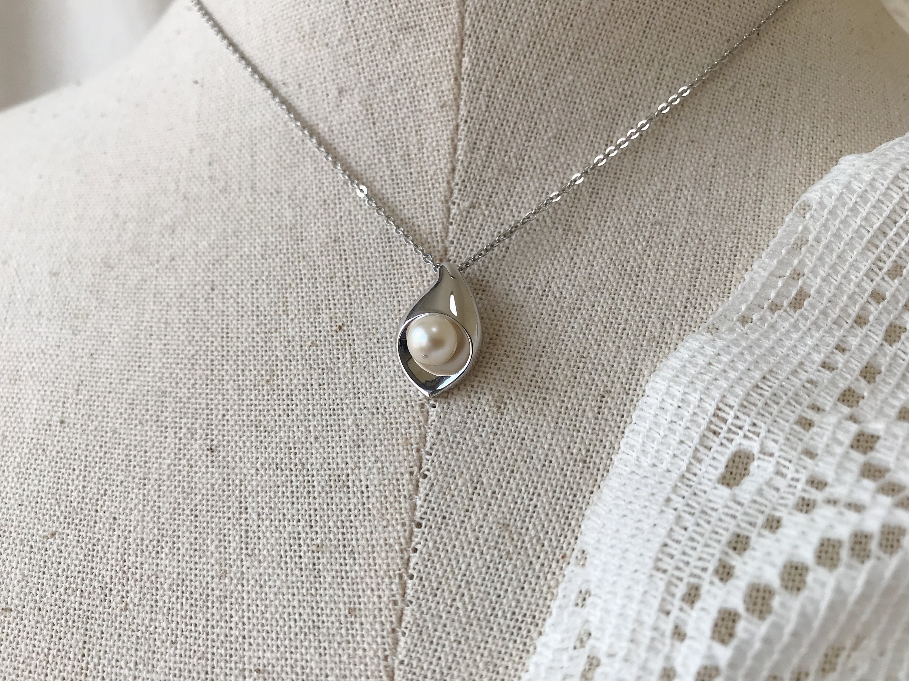 TASAKI Chain Necklace With Akoya Pearl Pendant, Sterling TASAKI Chain Necklace With Akoya Pearl Pendant, Sterling