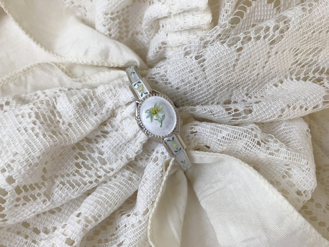 André Mouche Silver Tone Metal and Light Gray Enamel Women Cuff Bangle ...