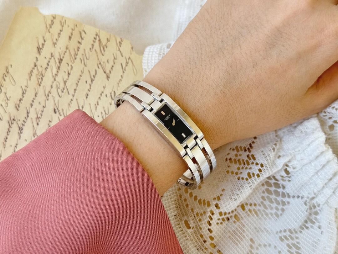 Lassale Seiko Silver Tone Metal Women Watch, Cuff Bangle Watch, Made in ...