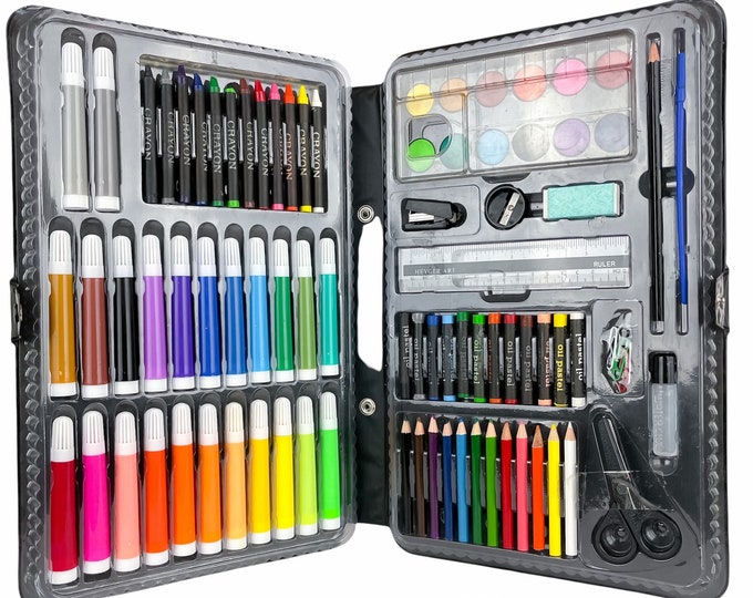 90s Art Box School Tools Nostalgia Craft Box Markers, Crayons, Oil ...