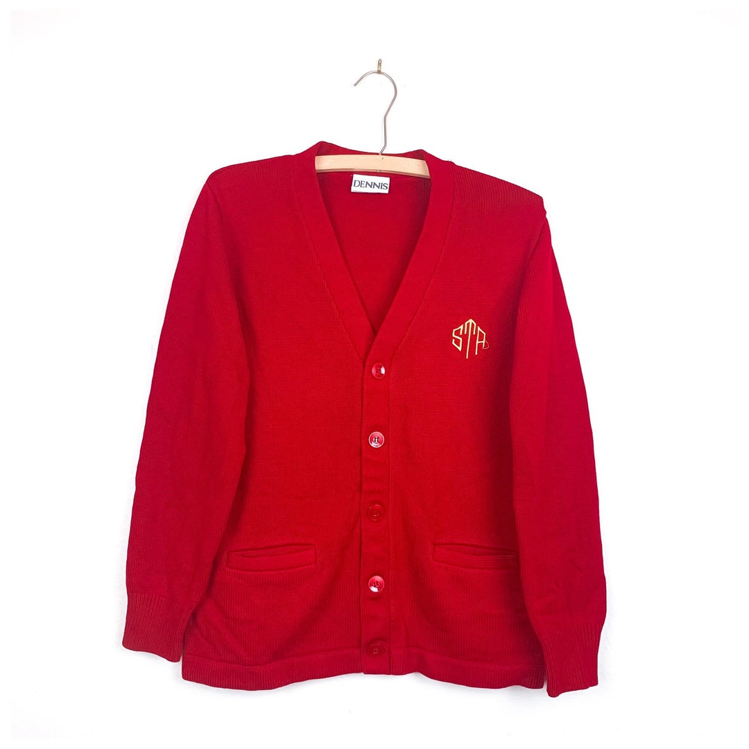 Vintage Red School Cardigan 90s Super Soft Cardigan - Etsy
