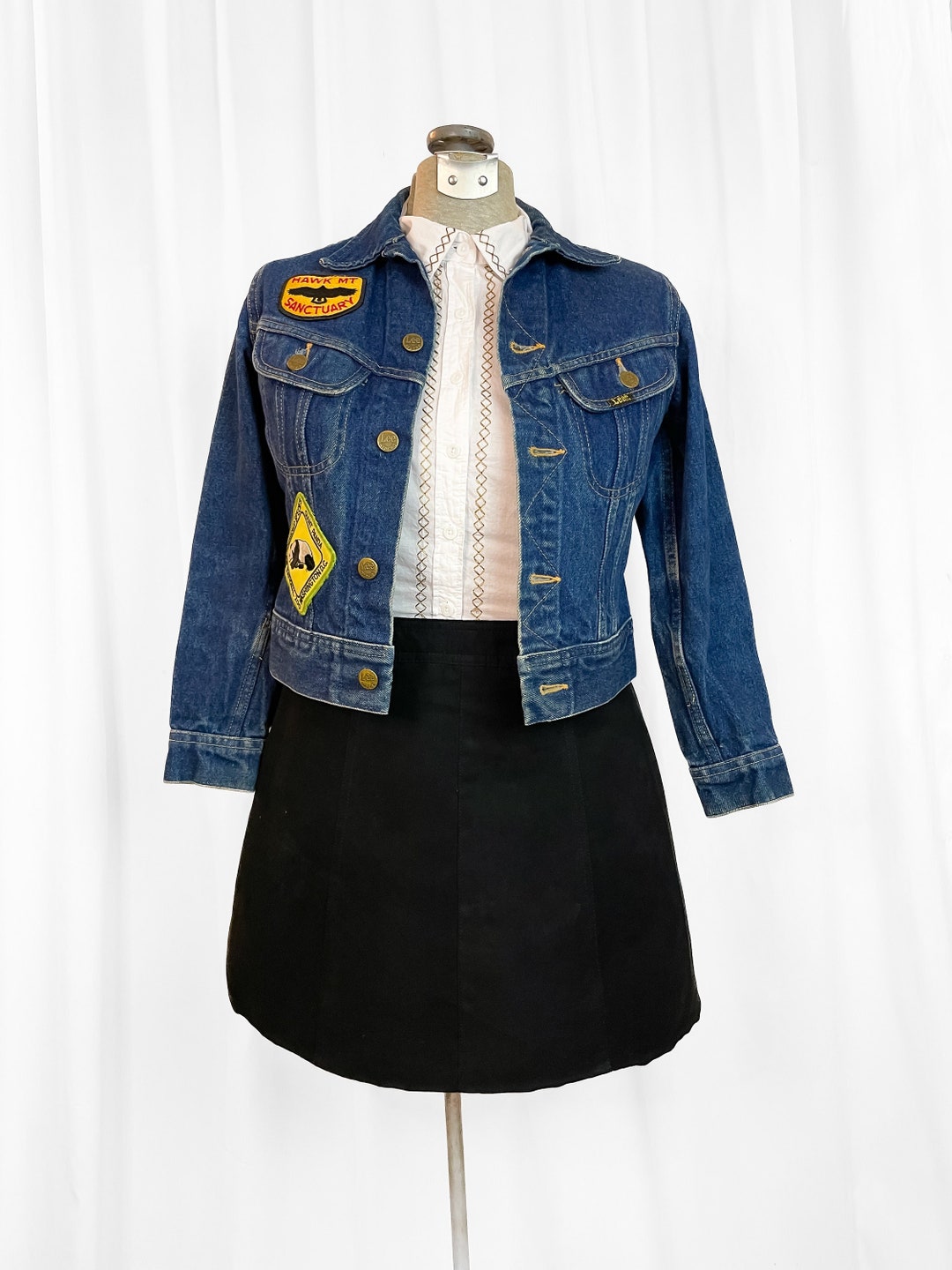 80s Lee Riders Patches Denim Jacket | Vintage | | 100% Navy Blue Cotton ...