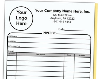 Custom 2-part Invoice Form 8.5 X 5.5 Inches - NCR 2-part Personalized ...