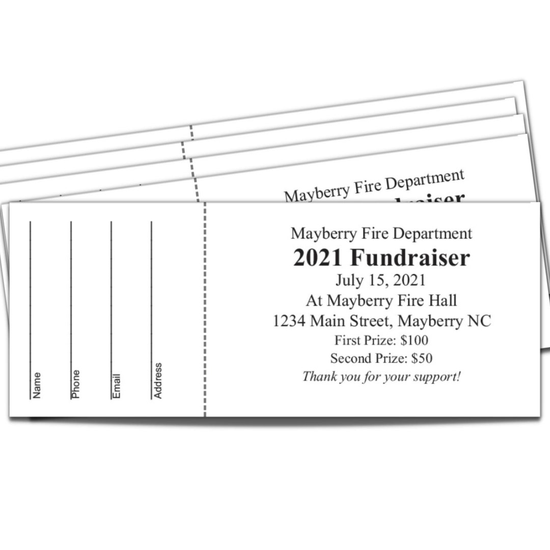 Custom Raffle Tickets - Fundraiser, Raffles, 50/50, Auction, Giveaways ...