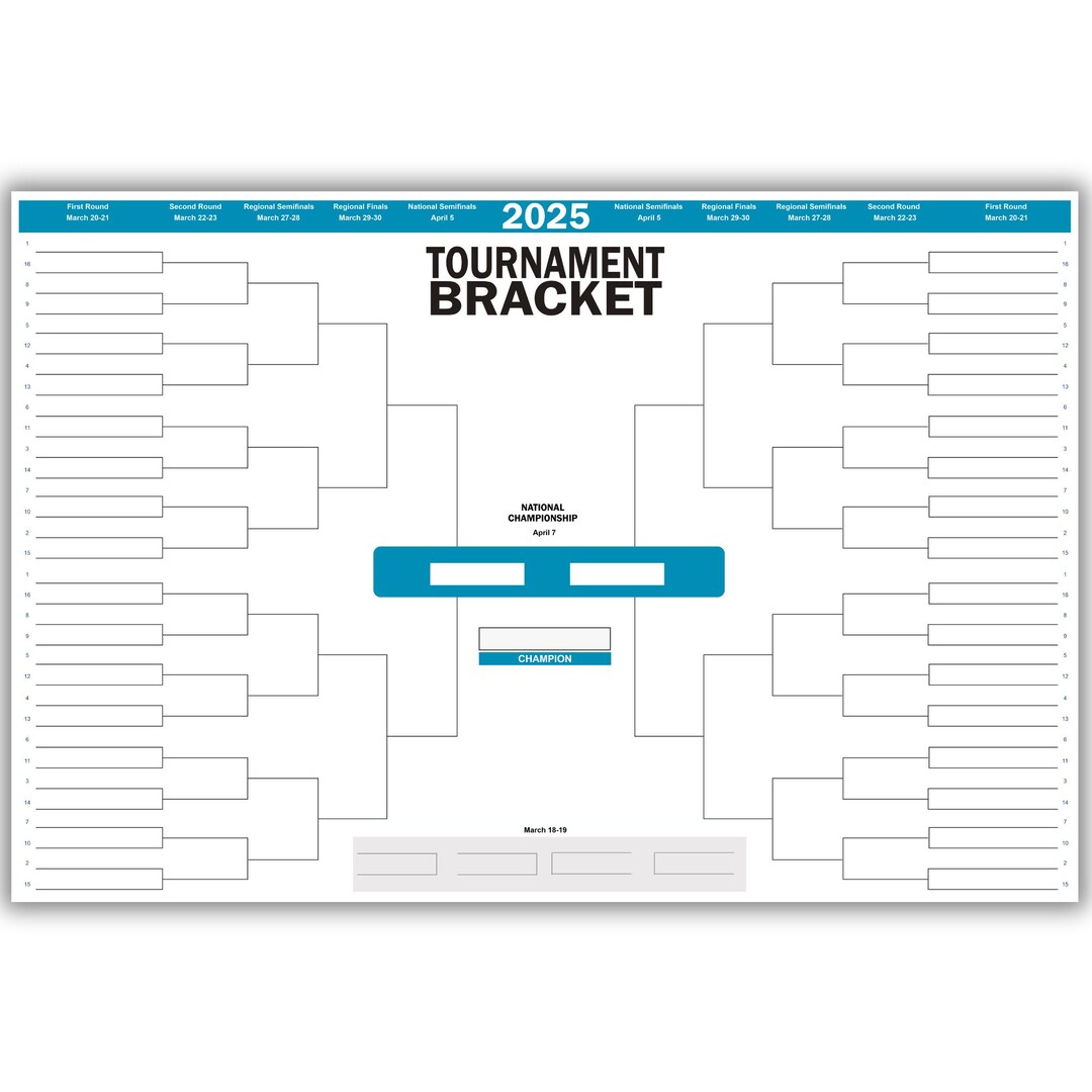 2025 March College Basketball Tournament 64-team Bracket Dry Erase ...
