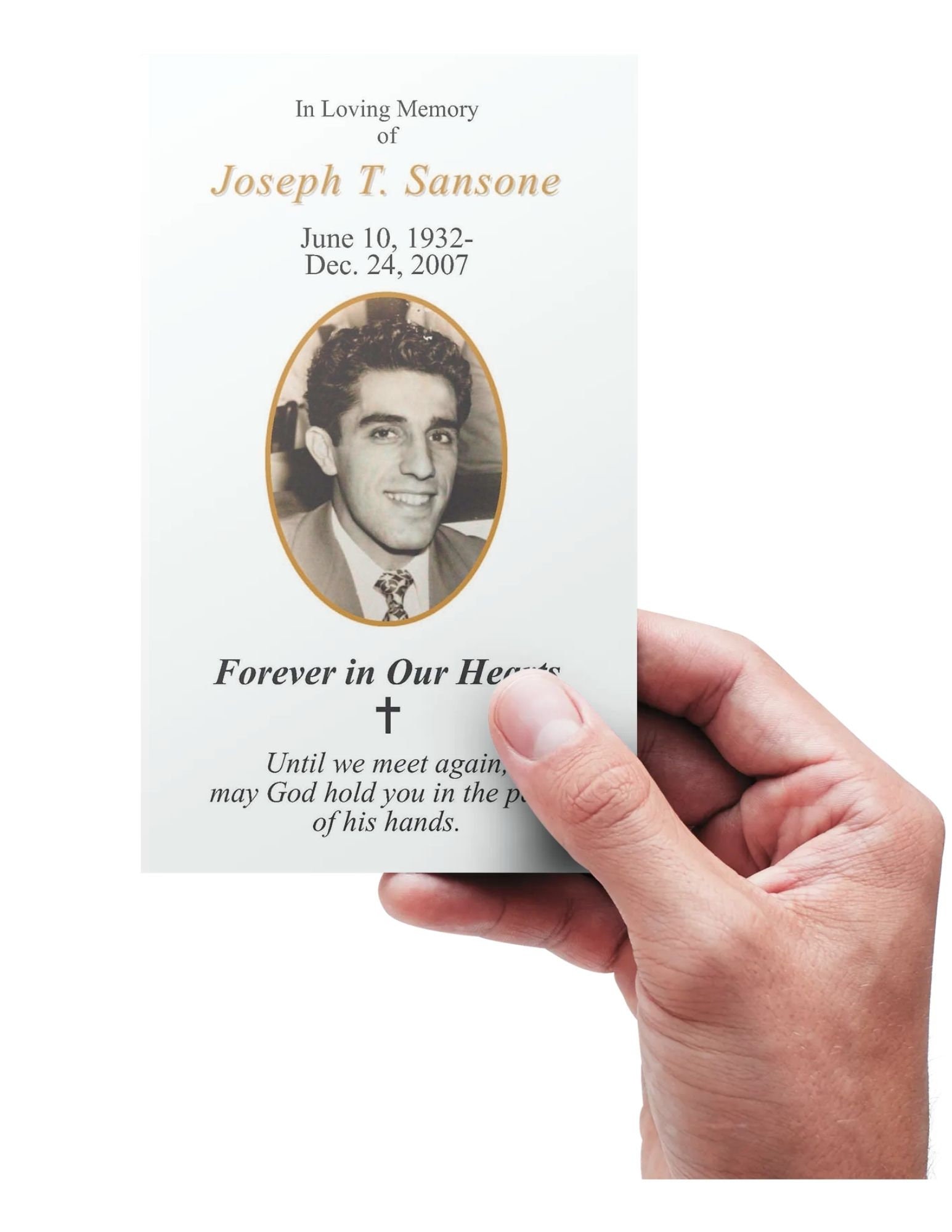 Funeral Memorial Prayer Cards With Photo - Custom Personalized Photo ...
