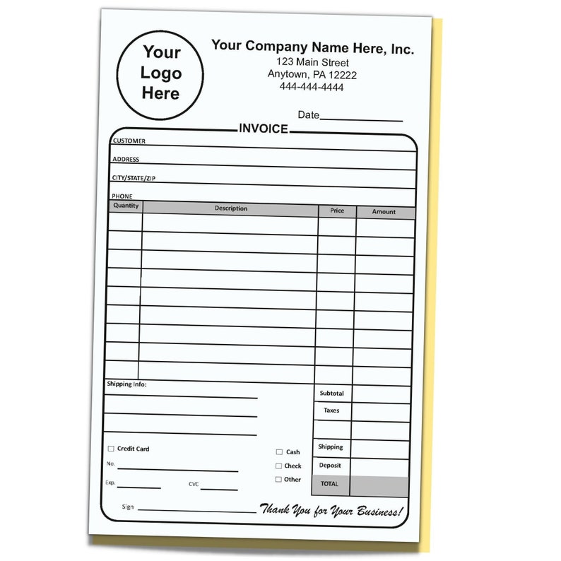 Custom 2-part Invoice Form 8.5 X 11 Inches NCR 2-part - Etsy