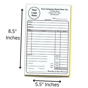 Custom 2-part Invoice Form 8.5 X 5.5 Inches - NCR 2-part Personalized ...
