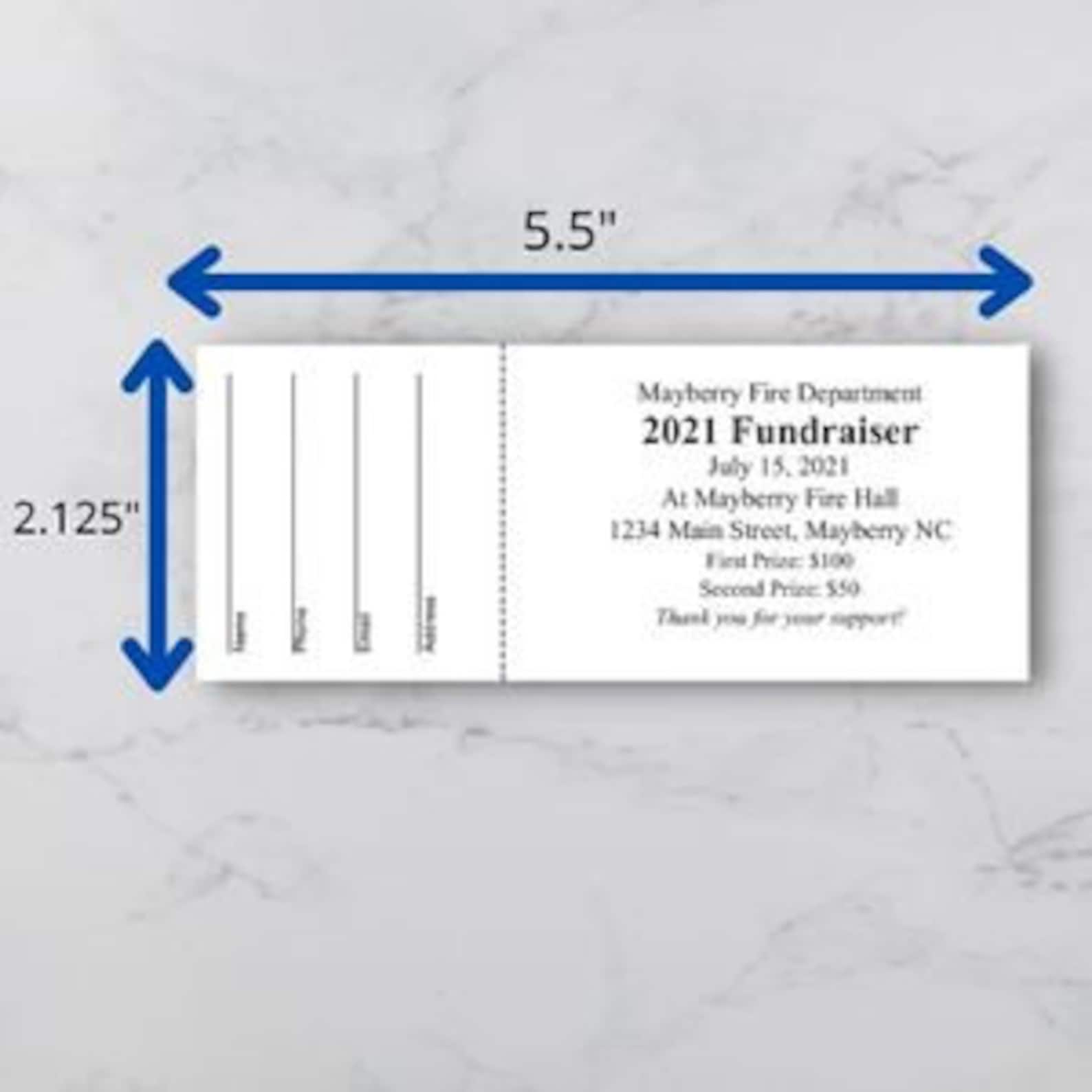 Custom Raffle Tickets - Fundraiser, Raffles, 50/50, Auction, Giveaways ...