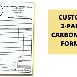 Custom 2-part Invoice Form 8.5 X 11 Inches - NCR 2-part Personalized ...