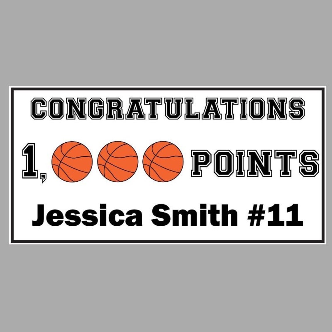 Basketball 1,000 Points Banner - Custom Personalized 1000 Points Banner ...