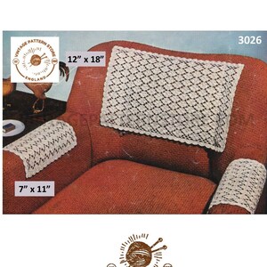 50s Vintage Settee Sofa Chair Arm & Back Protector Cover Pdf Crochet ...