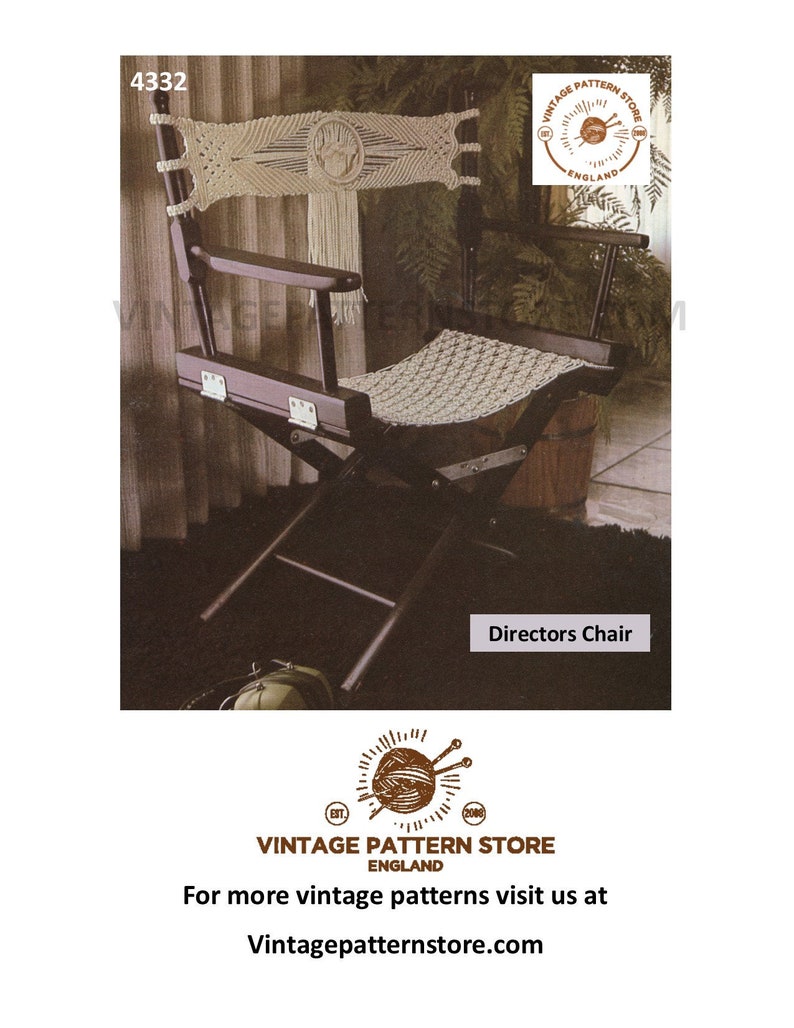 70s Vintage Macrame Directors Chair Pdf Macrame Pattern 70s - Etsy