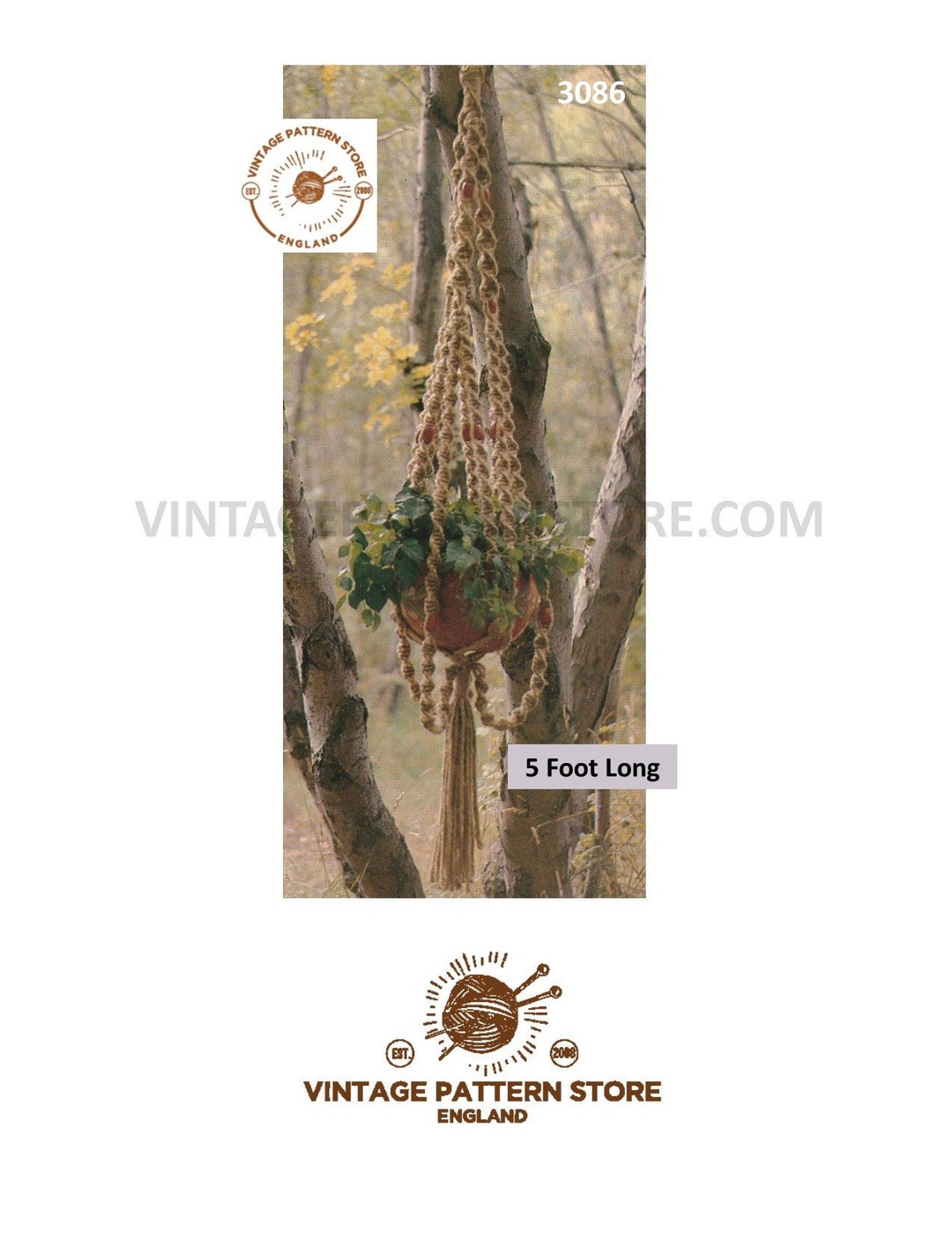 70s Vintage Macrame Swag Plant Hanger Pdf Macrame Pattern, 70s Vintage ...