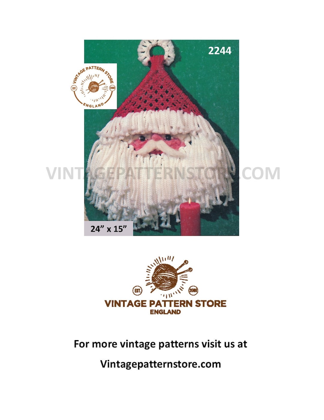 70s Vintage Macrame Santa Claus Father Christmas Wall Hanging Pdf ...