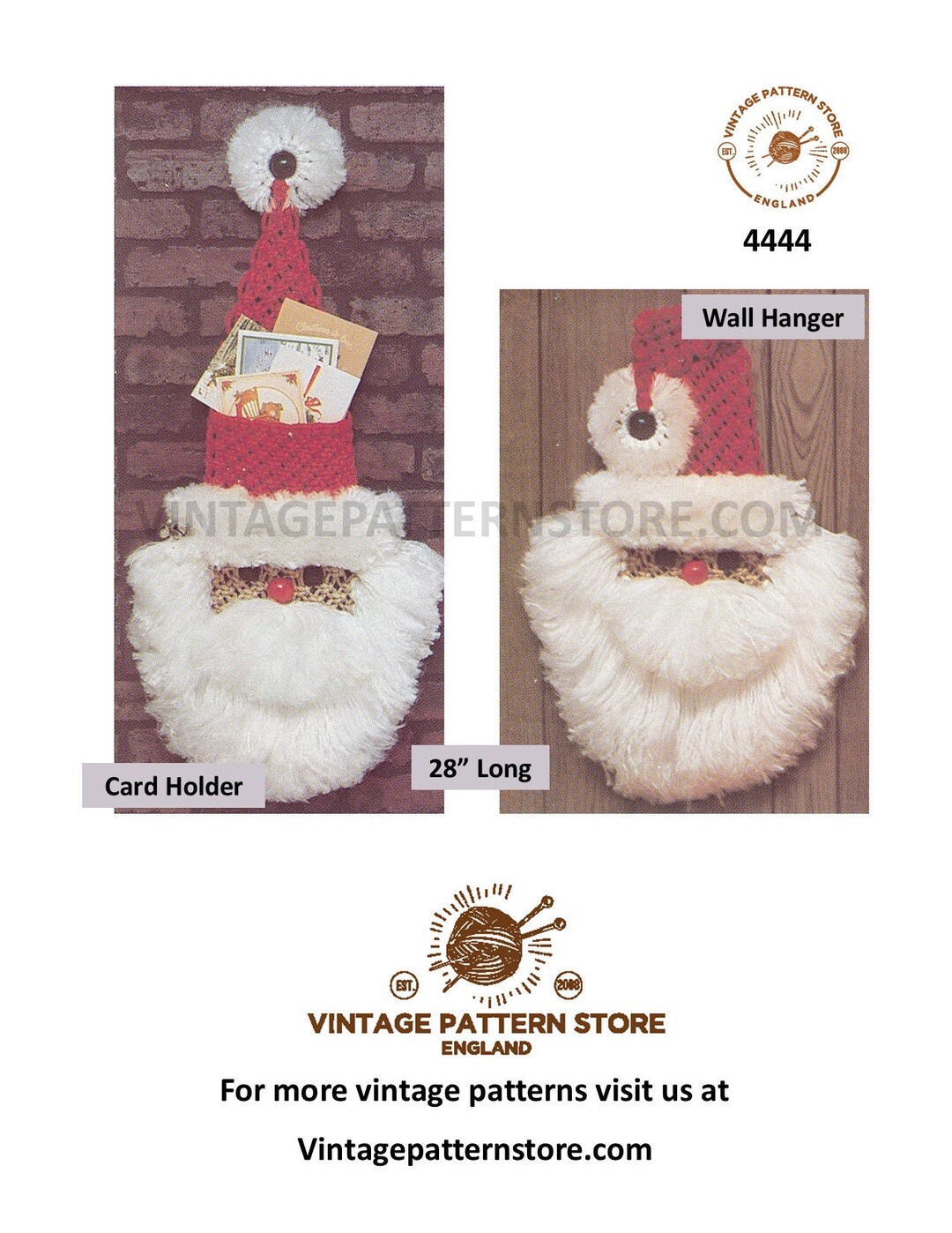 70s Vintage Macrame Santa Claus Wall Hanging and Card Holder Ornament ...