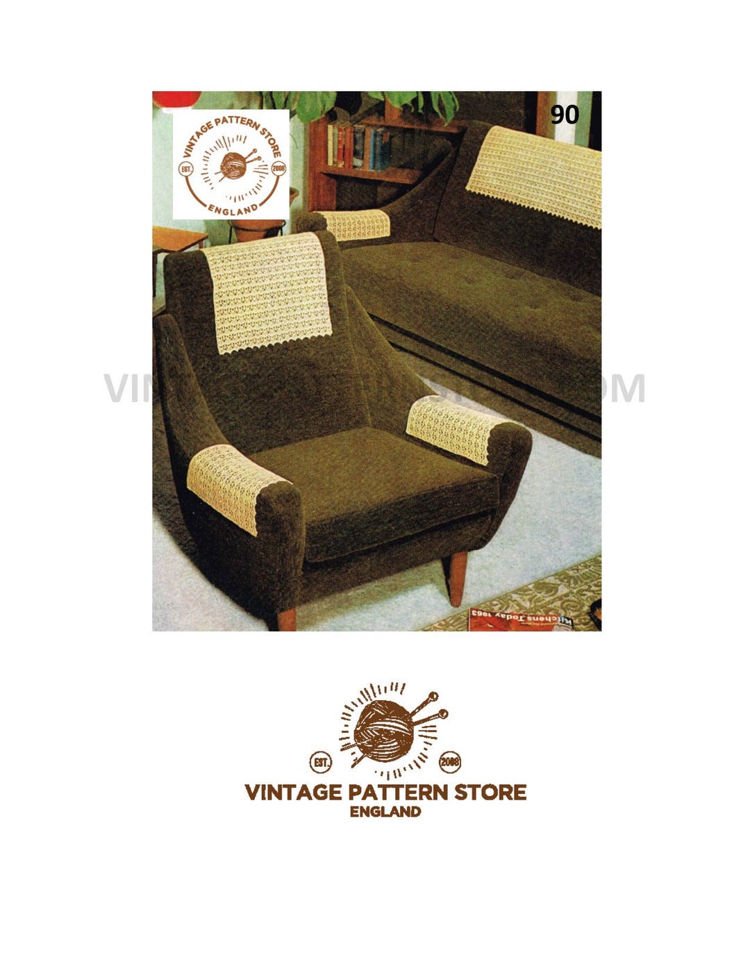 70s Vintage Chair/settee Protector Crochet Pattern (PDF Download) - Etsy