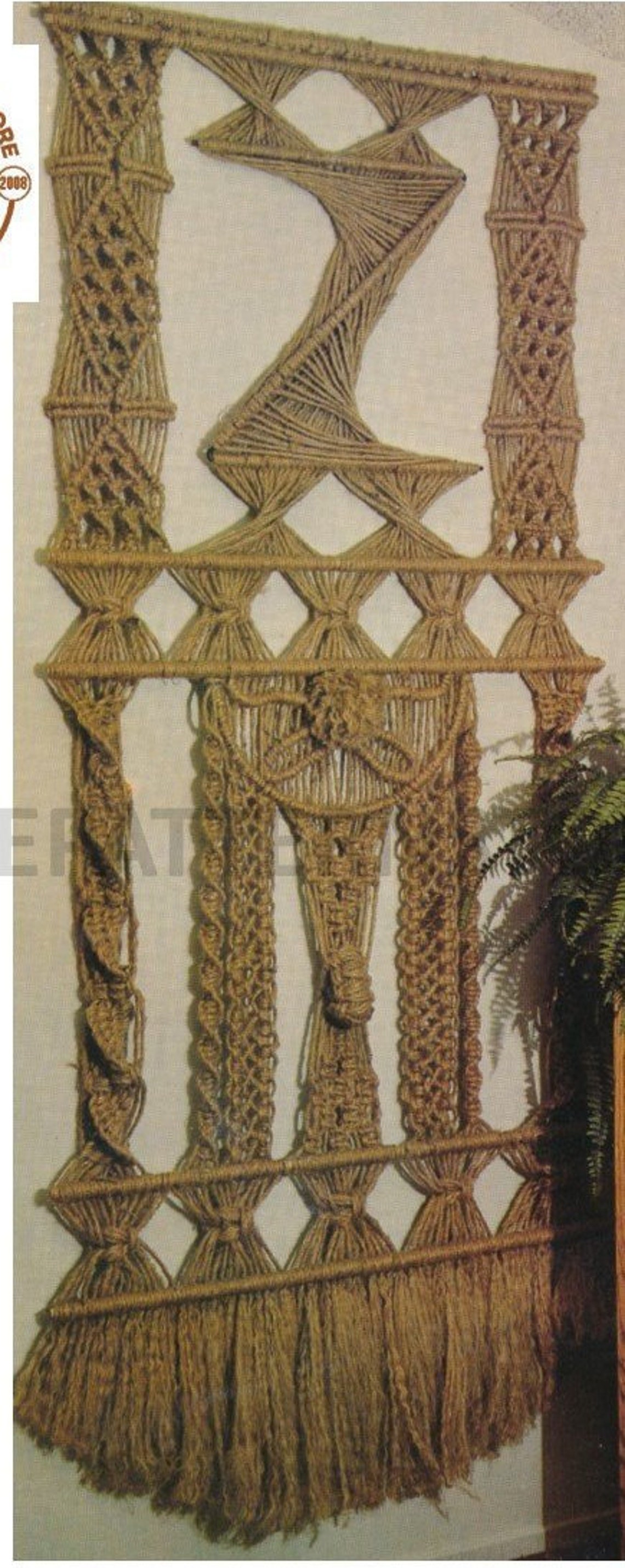 70s Vintage Art Large Macrame Wall Hanging Pdf Macrame Pattern | Etsy