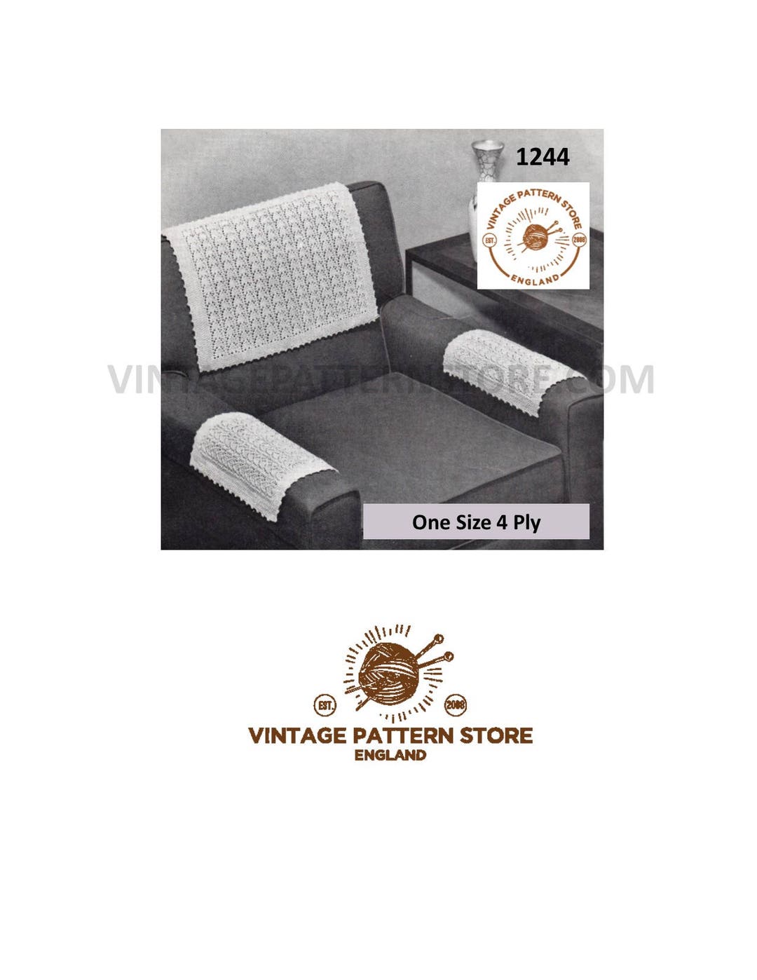 70s Vintage 4 Ply Sofa and Chair Arm Rest and Back Protector Pdf ...