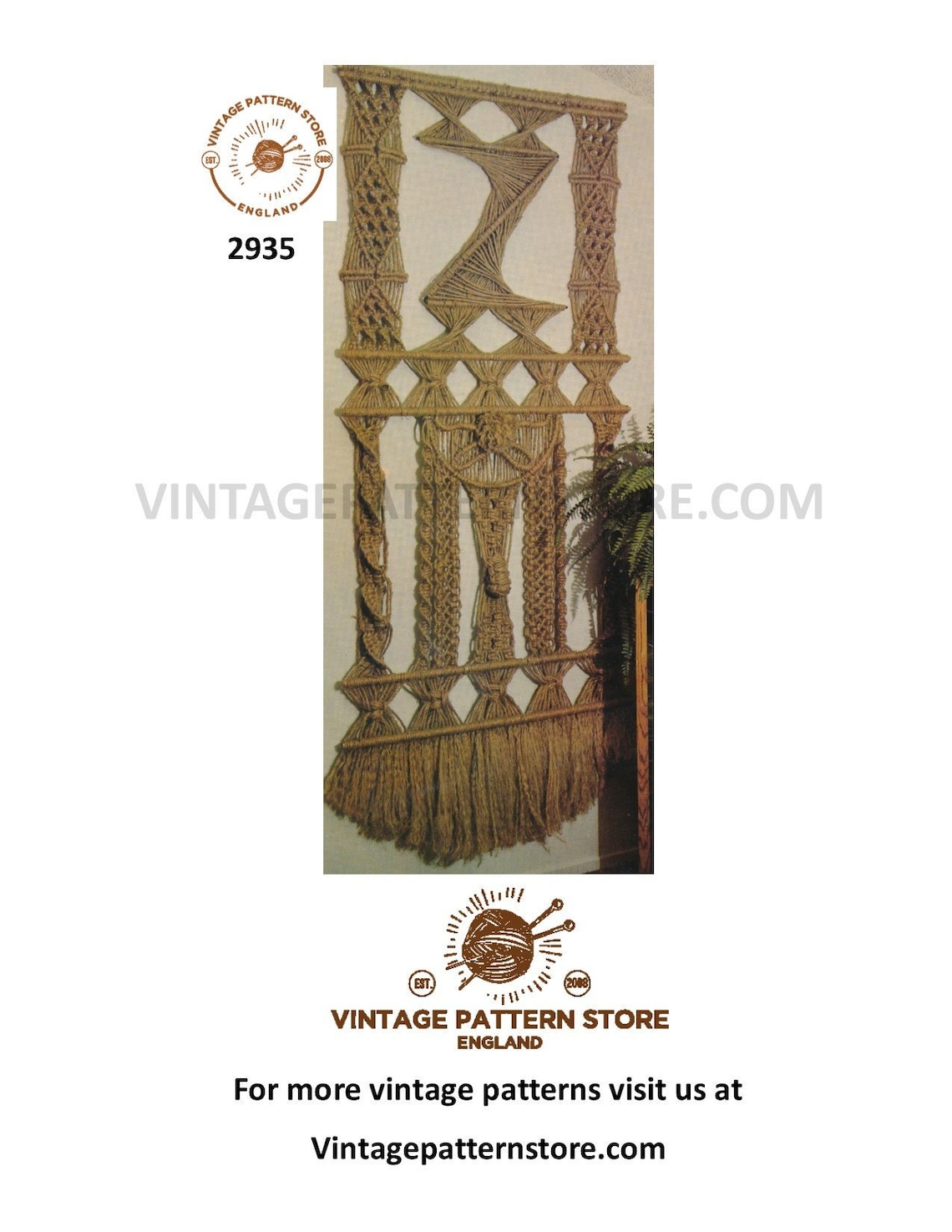 70s Vintage Art Large Macrame Wall Hanging Pdf Macrame Pattern | Etsy