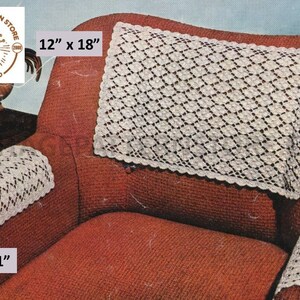 50s Vintage Settee Sofa Chair Arm & Back Protector Cover Pdf Crochet ...