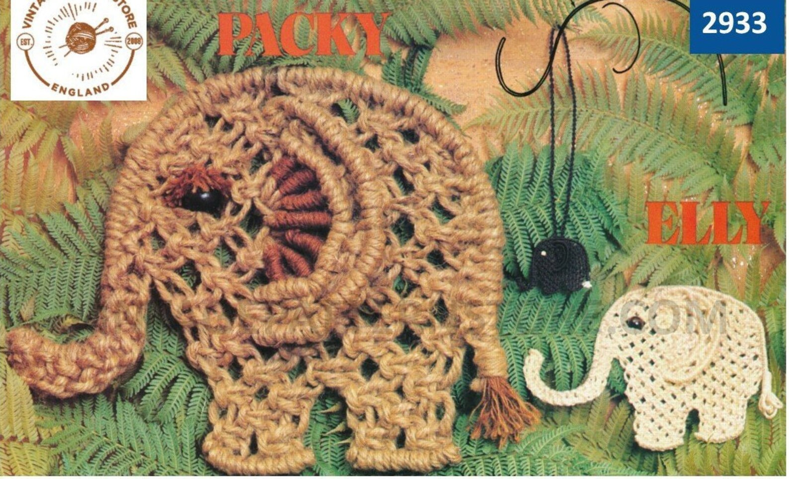 70s Vintage Easy to Make Macrame Elephant Necklace Jewellery Jewelry ...