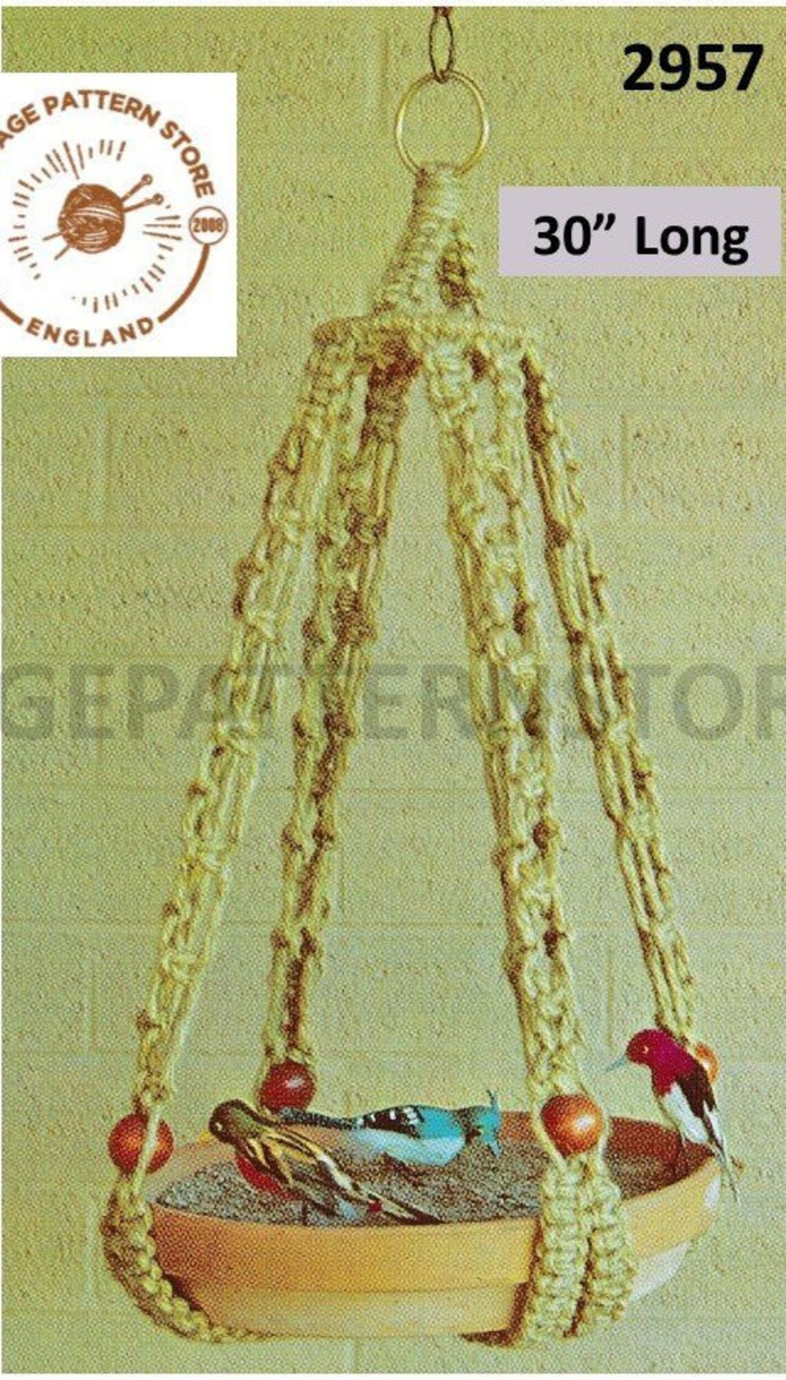 PDF Macrame Patterns Easy Macrame Bird Feeder Pattern 70s - Etsy