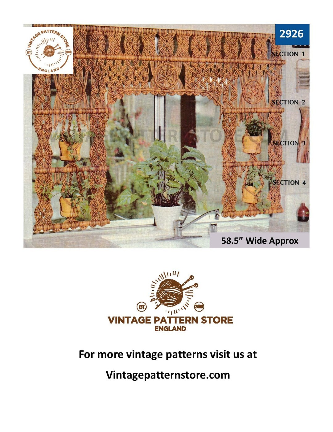 70s Macrame Pattern, Macrame Net Curtain Pattern, Macrame Plant Hanger ...