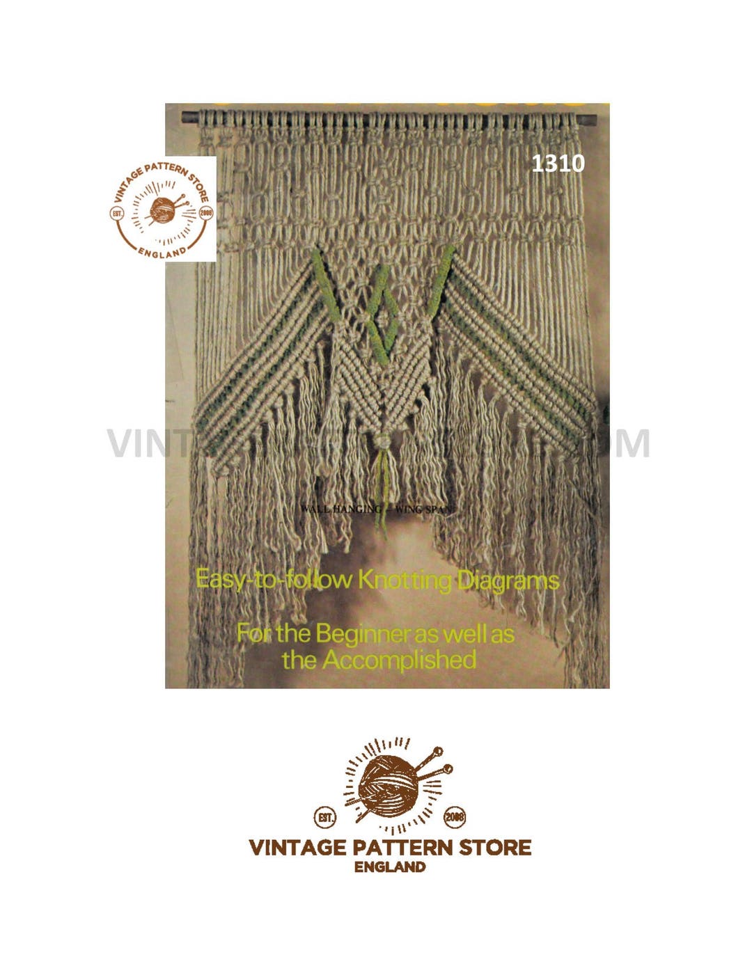 PDF Macrame Pattern, Macrame Wall Hanging Patterns, 70s Macrame Pattern ...
