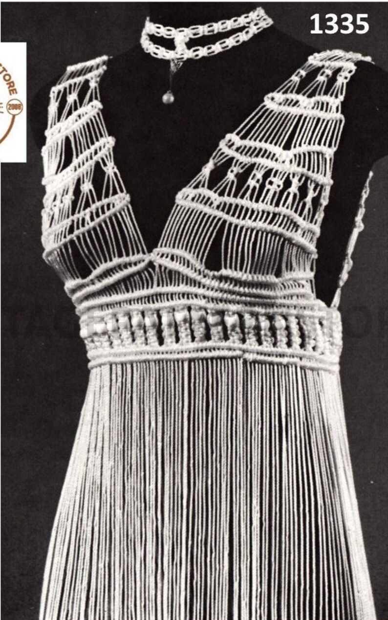 70s Macrame Dress Pattern, Vintage Overdress Bodice (PDF Pattern, All ...