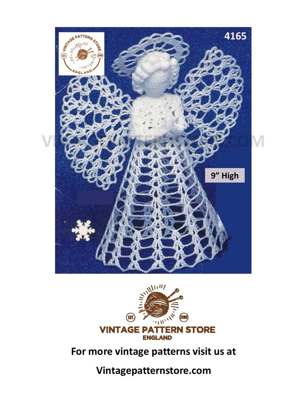 80s Vintage Crochet Tree Topper Angel Fairy Christmas Tree Ornament ...