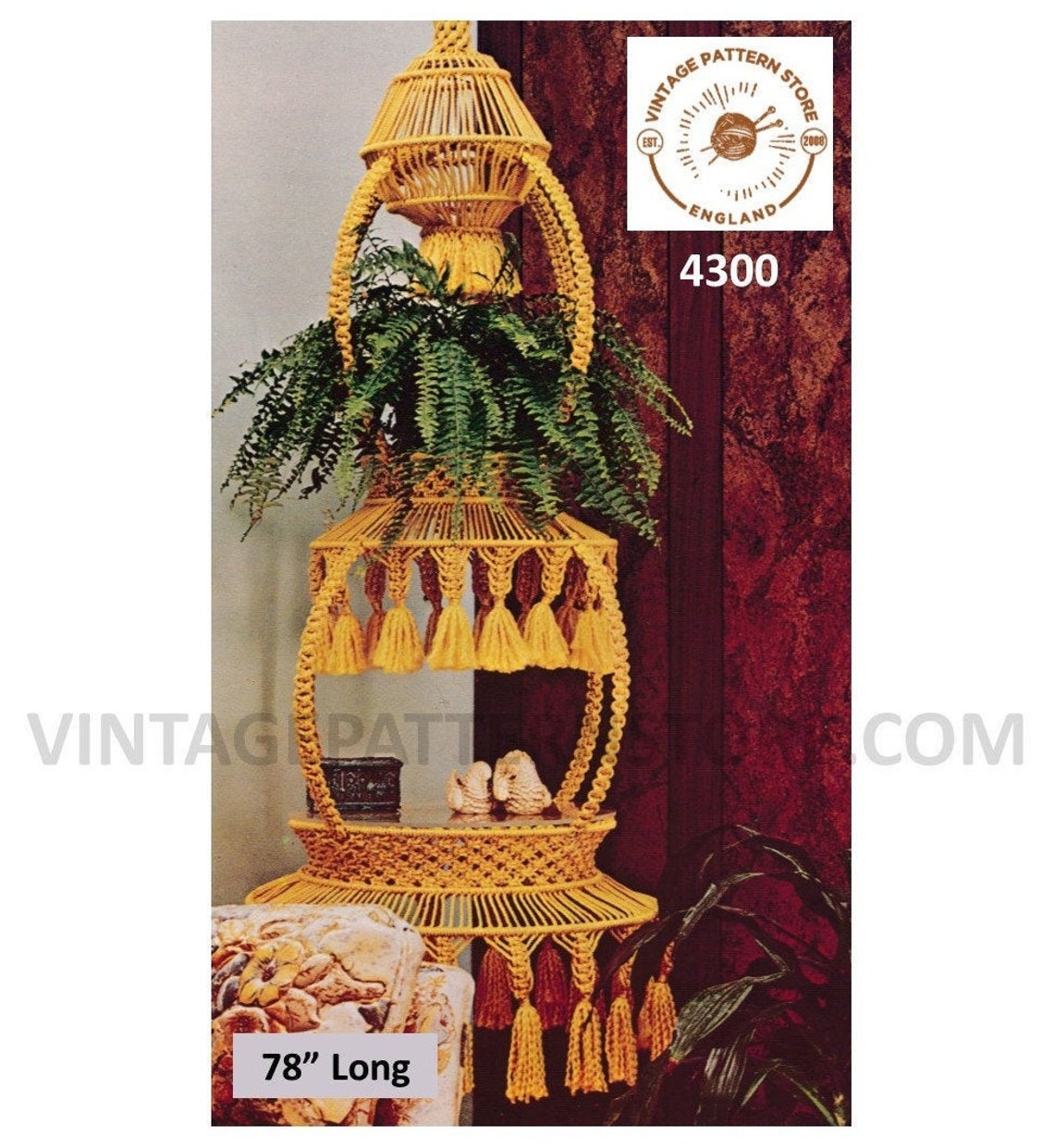 70s Vintage Macrame Suspension Coffee Table and Plant Hanger - Etsy