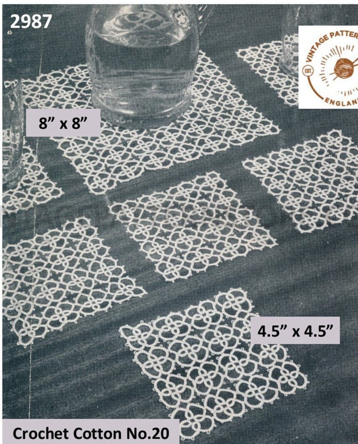 30s Vintage Square Tatted Lace Doily Doilies Place Mats and - Etsy