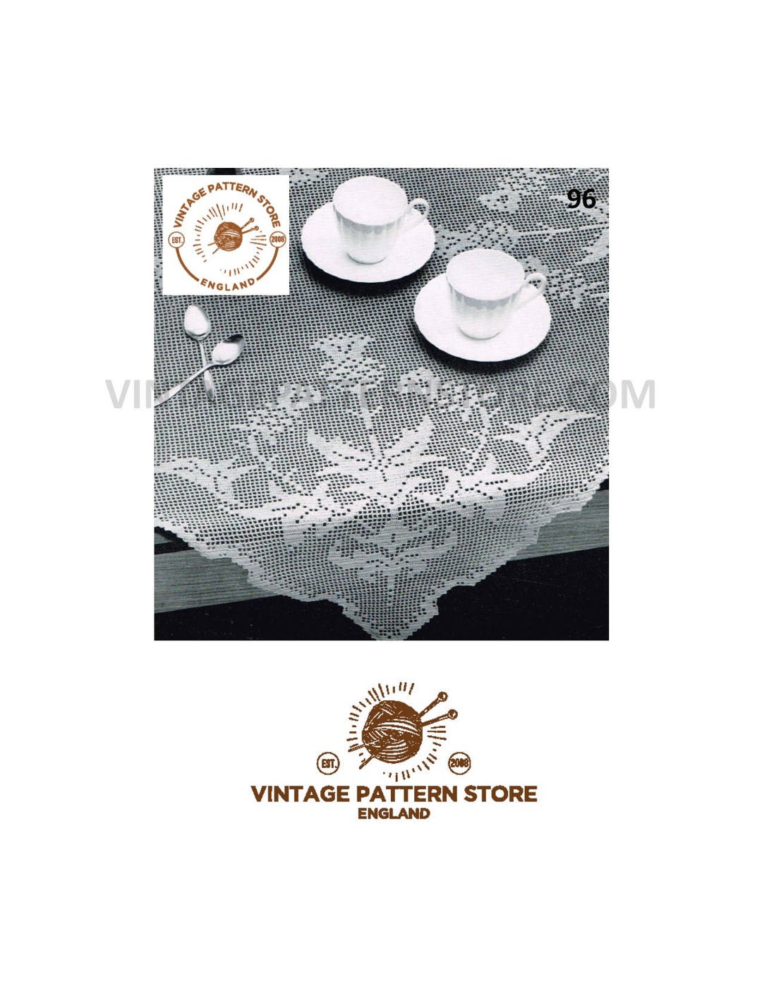 Traditional Scottish Thistle Lace Lacy Square Table Cloth Pdf Crochet ...