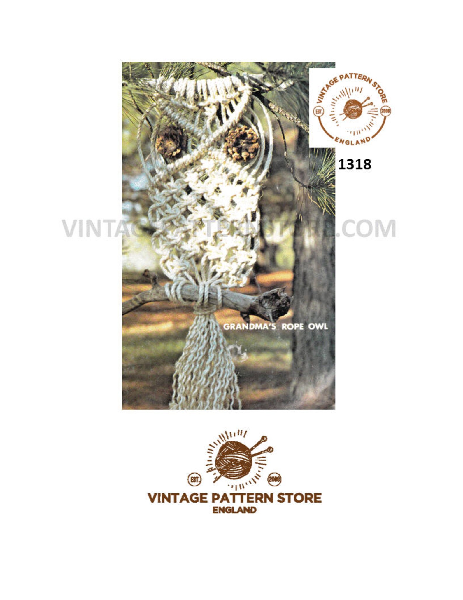 1970s Macrame Owl Pattern, 70s Macrame Wall Art Easy Macrame Owl ...