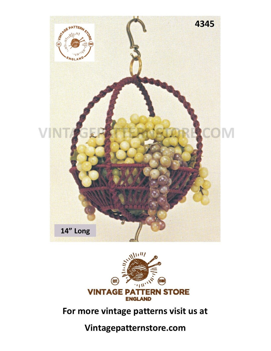 70s Macrame Ring Hanging Fruit Bowl or Plant Hanger Pattern (PDF ...