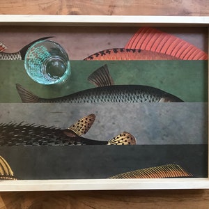 Rectangular Fish Print Serving Tray, Fish Tails, Decorative Wood Tray ...