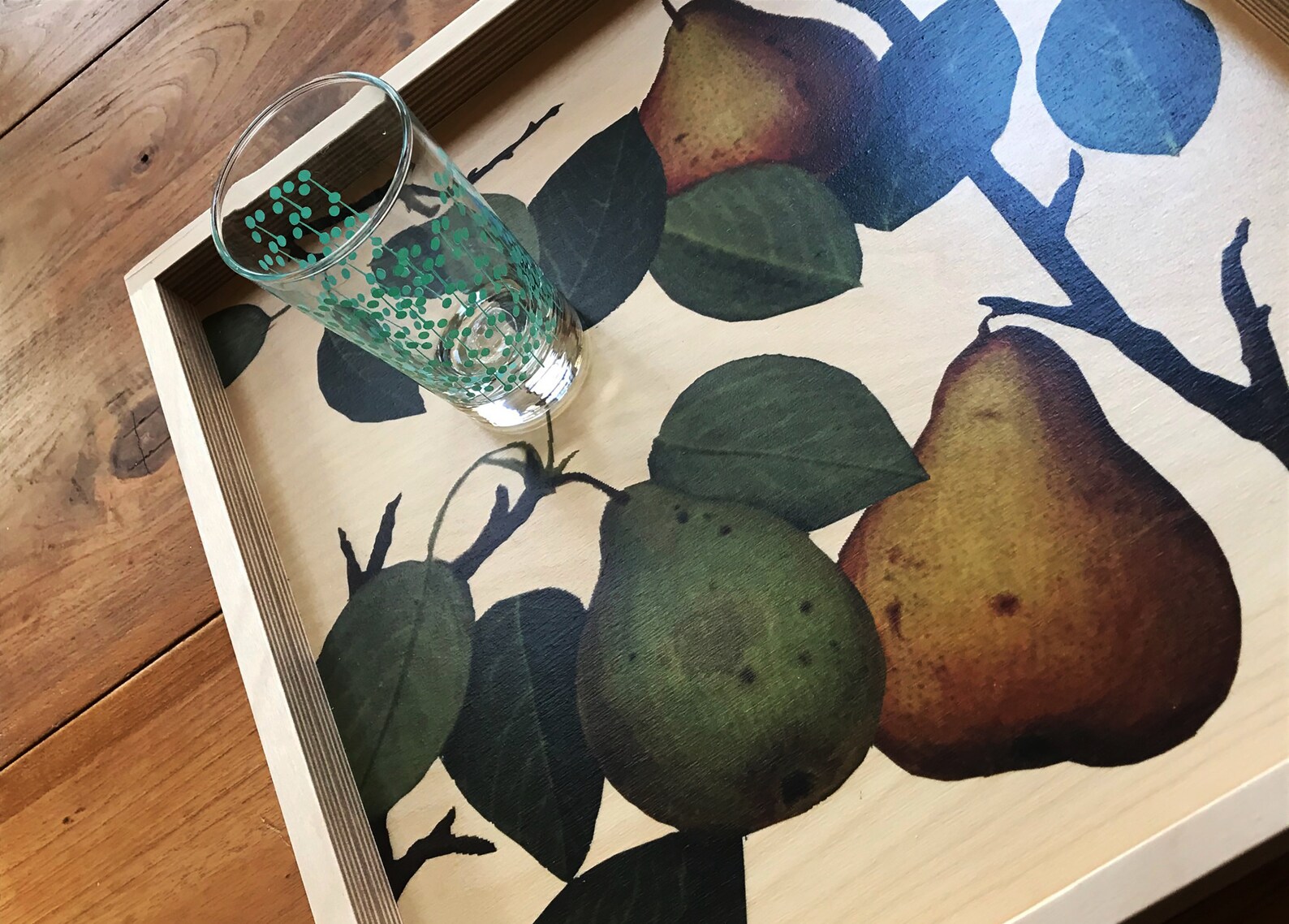 Pear Art Print Wood Tray Botanical Art Breakfast Tray - Etsy