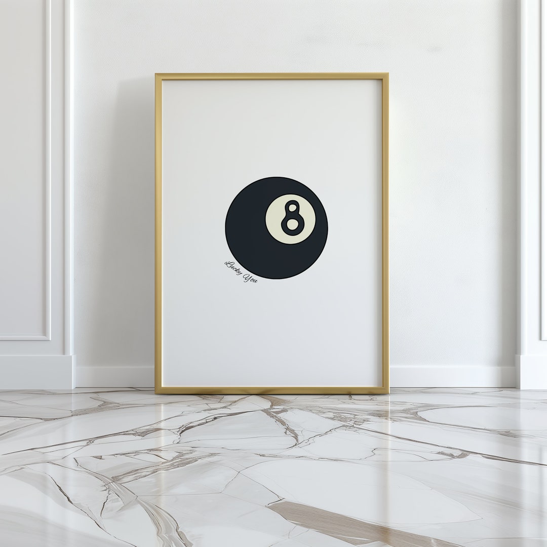 Trendy Retro, 8 Ball, Lucky You, Aesthetic Wall Art, Digital Wall Art ...
