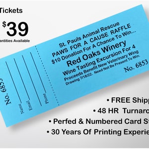 Custom Printed Raffle Tickets for Your Fundraiser Your Choice - Etsy