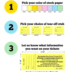 1,000 Custom Printed Raffle Tickets for Your Fundraiser. Card Stock of ...