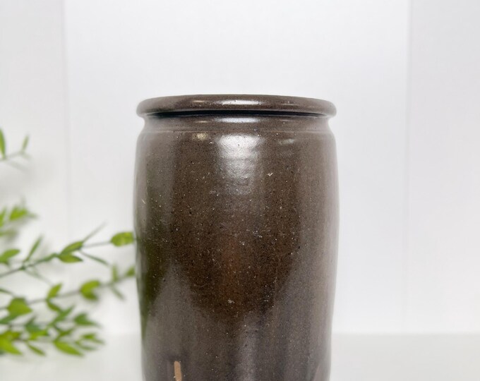 Antique Brown Glazed Stoneware Crock | Rustic Primitive Kitchen Decor ...