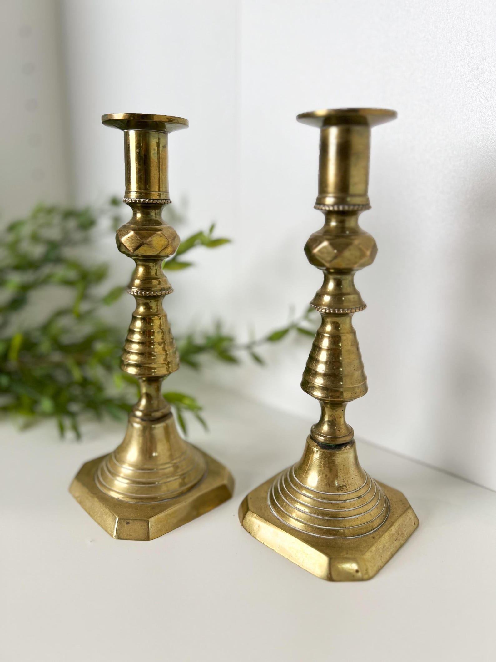 Vintage Brass Candlestick Pair – 7.75" Tall Candle Holders ...