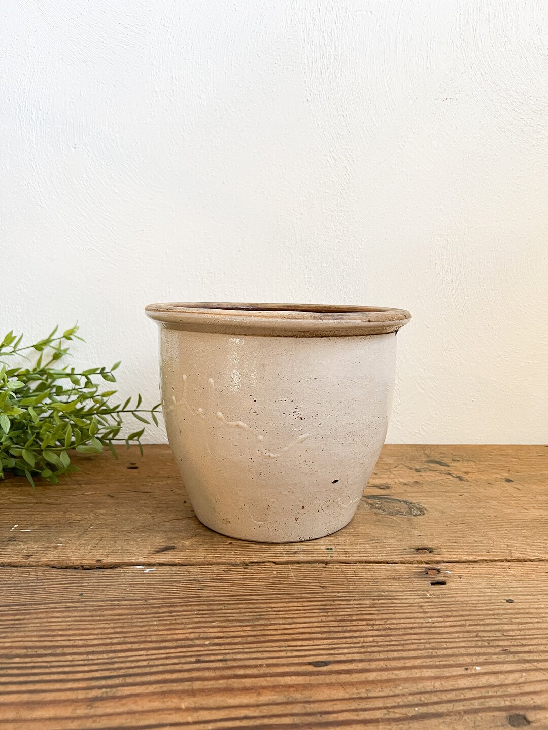Antique Stoneware Crock With Brown Interior Antique Home, Primitives ...
