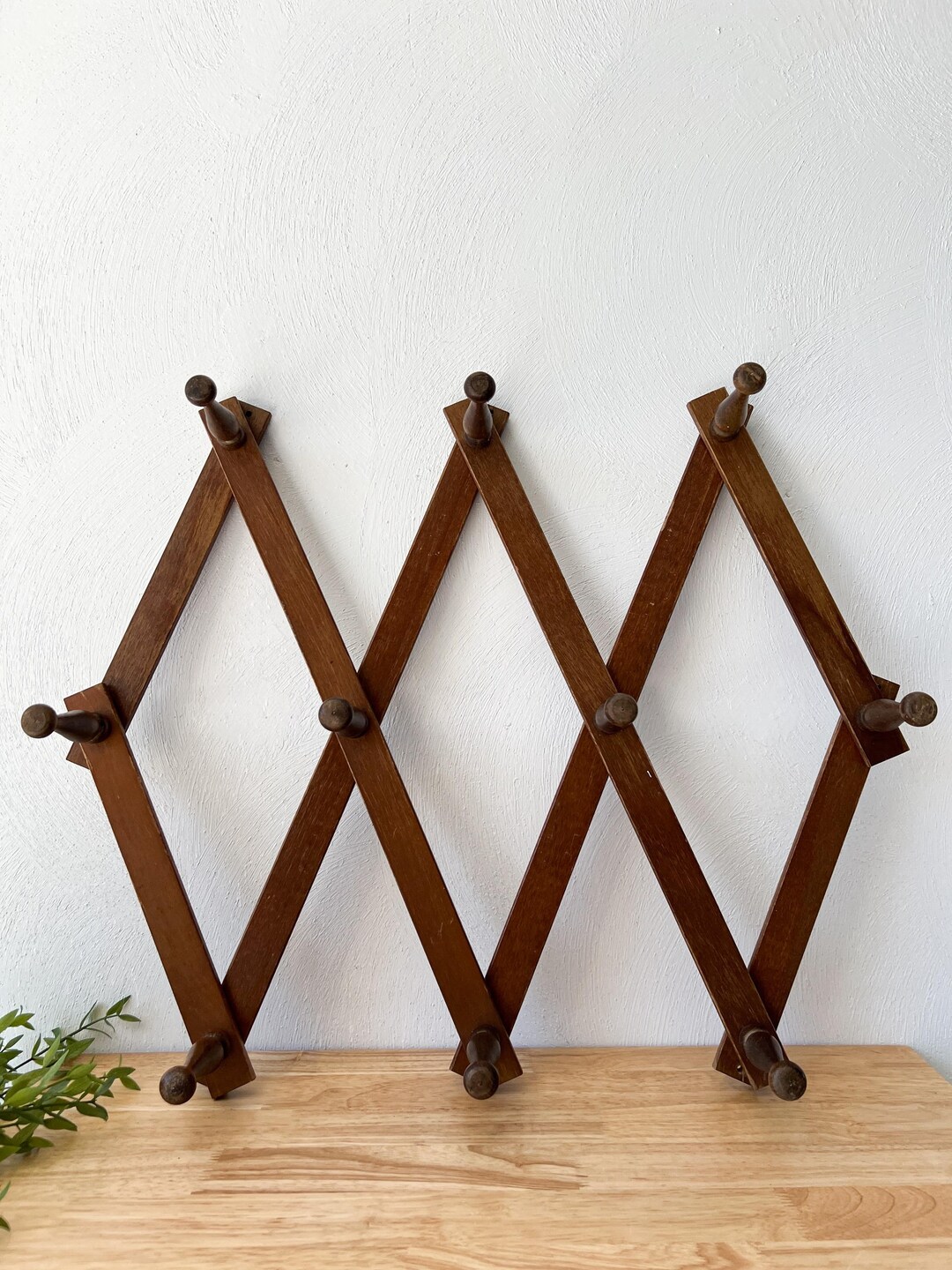 Antique Wooden Accordion Wall Rack | Expandable Peg Rack | Primitive ...
