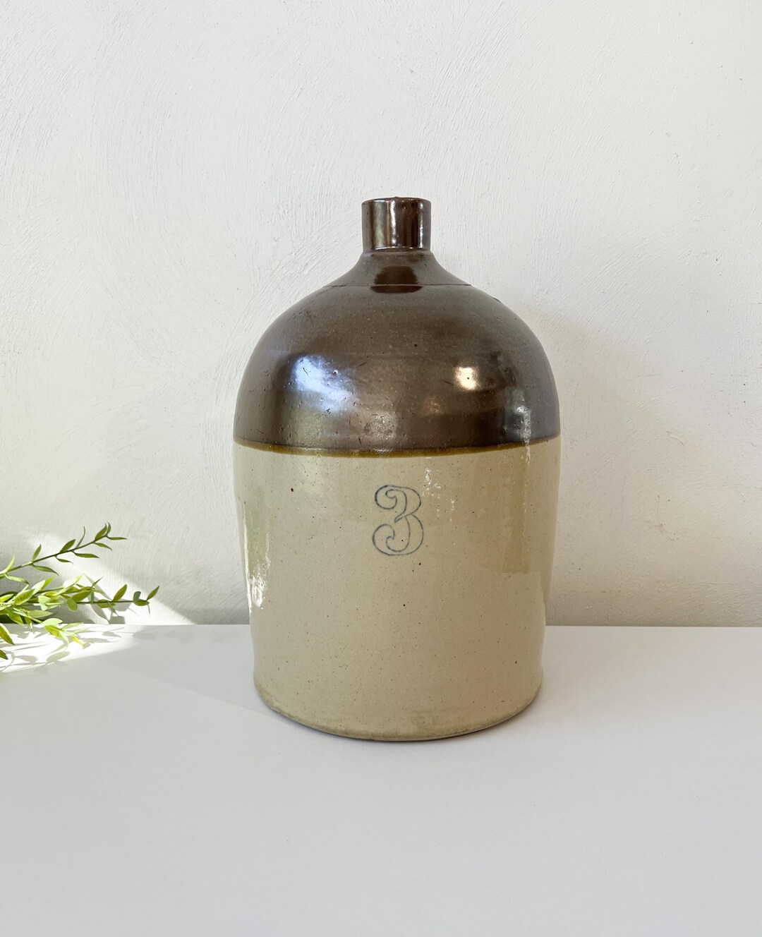 Antique 3 Gallon Stoneware Jug | Primitive Crocks, Vintage Pottery ...