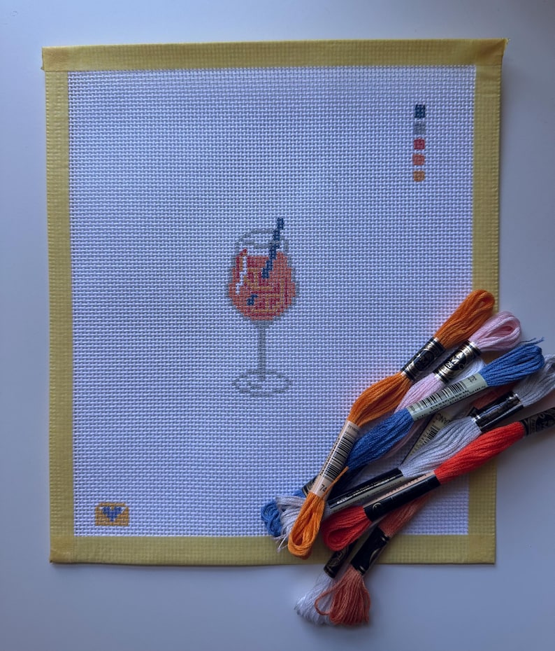 Aperol Spritz Needlepoint Chart 13in Mesh 4in - Etsy