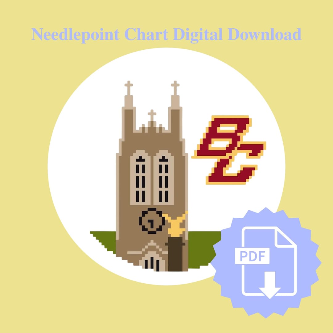 Boston College Needlepoint Chart Ornament 4in Round 18in Mesh - Etsy