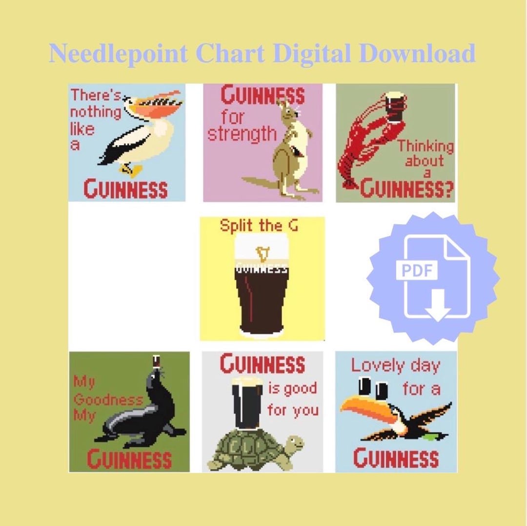 Guinness Pack Needlepoint Chart 18ct Mesh 4in Round - Etsy